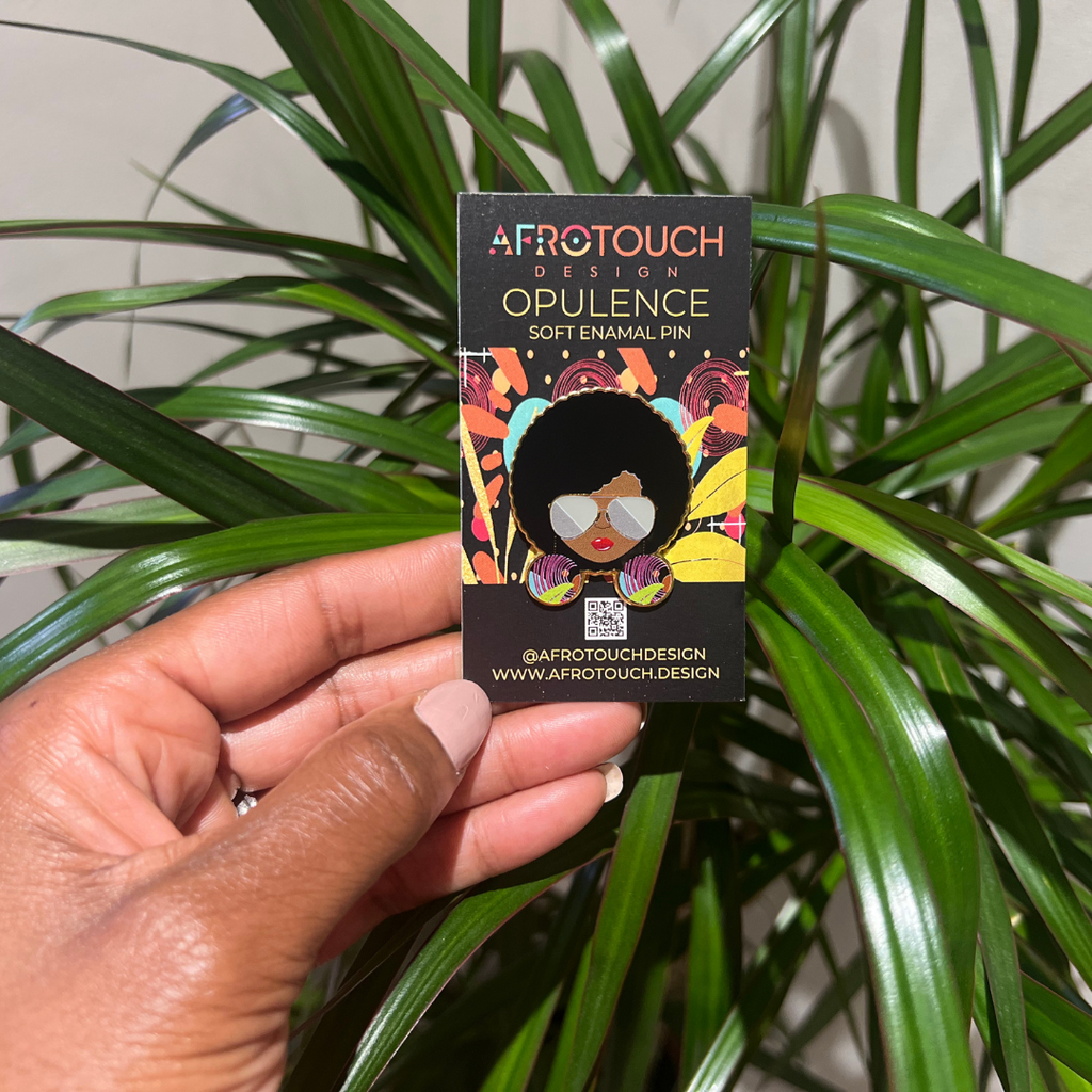 Opulence Brown Skin Girl Enamel Pin – AfroTouch Design